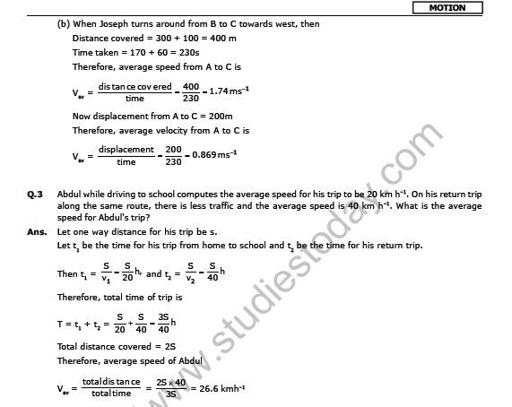 Cbse Class 9 Science Motion Worksheet Set I 4861